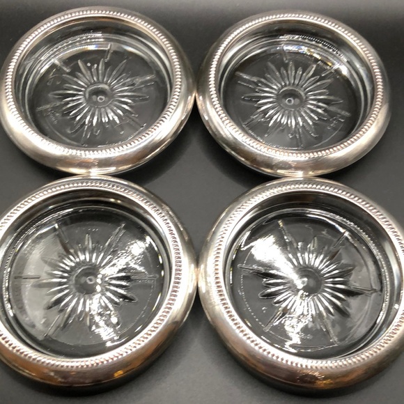 Leonard | Accents | Vtg Leonard Silver Plated Elegant Glass Coasters ...